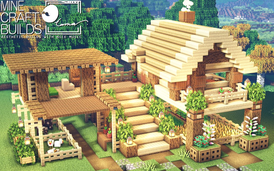 [Minecraft Building Tutorial] A Cute Farm Survival House~ - BiliBili