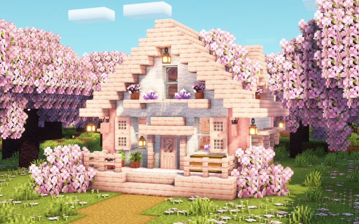【Minecraft】กระท่อมซากุระสำหรับมือใหม่ - BiliBili