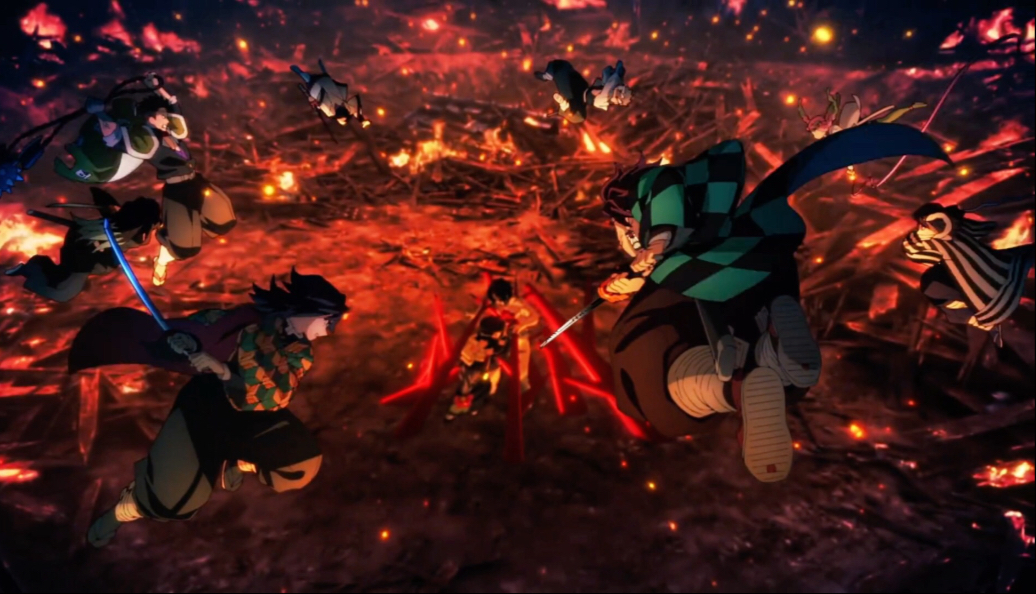 This scene where they fall into Infinite City never gets old—Zenitsu is ...