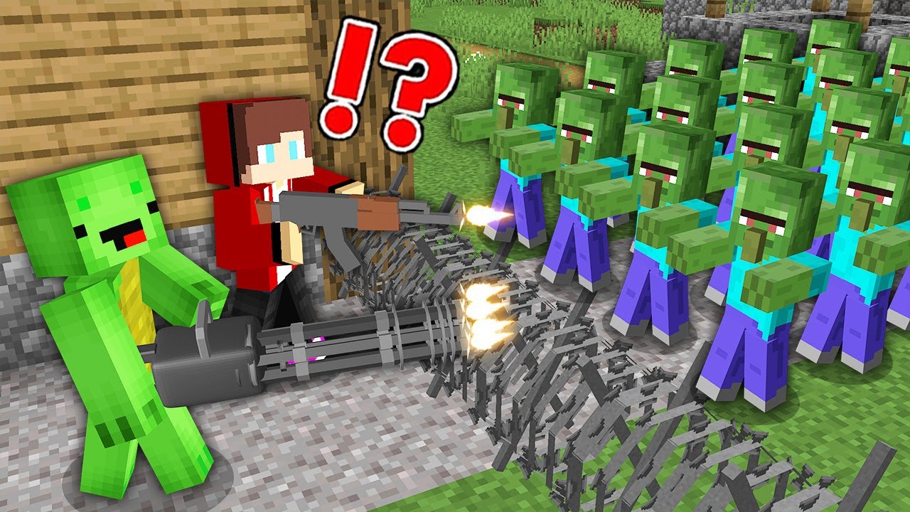 Mikey & JJ vs. Villagers Zombie Apocalypse in Minecraft - Maizen - Bstation