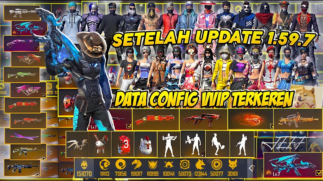 DATA CONFIG VVIP SKIN TERKEREN‼️SETELAH UPDATE TANPA BUG SENJATA + EMOT ...