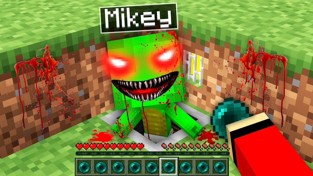 I found in TINY TRAP DOOR a Scary Mikey in Minecraft Challenge ...