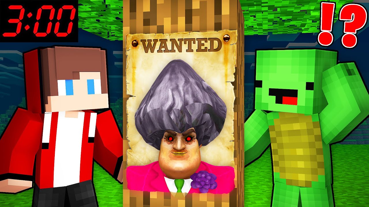 Scary MISS T is WANTED by JJ and Mikey At Night in Minecraft Challenge ...
